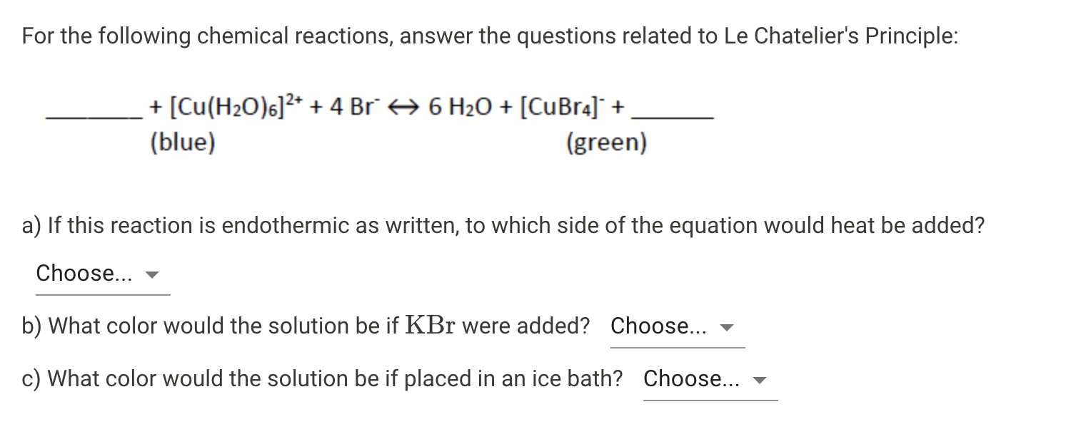 Solved For the following chemical reactions, answer the | Chegg.com