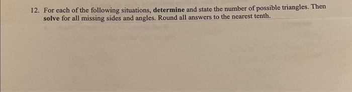 Solved 12. For each of the following situations, determine | Chegg.com