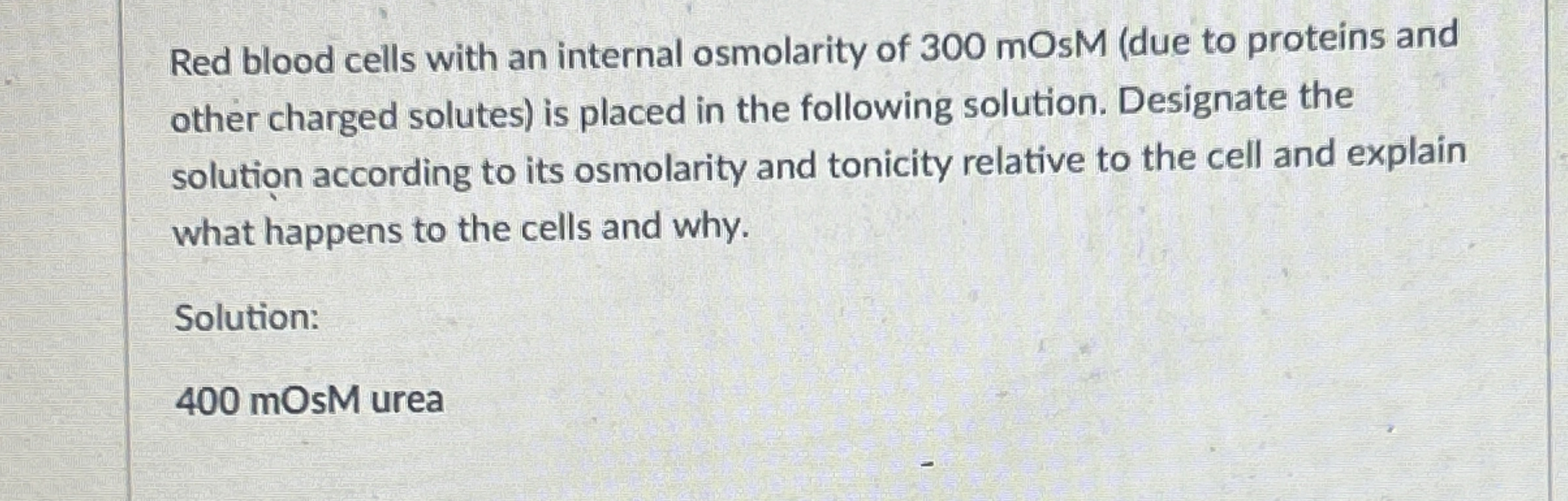 Solved Red blood cells with an internal osmolarity of | Chegg.com