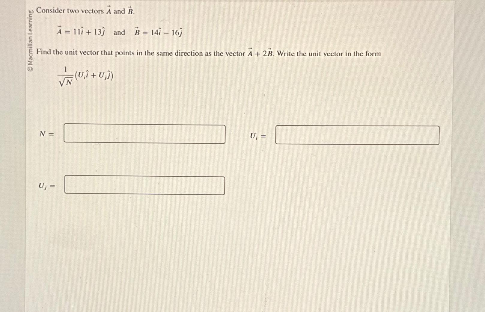 Solved an Consider two vectors vec(A) ﻿and | Chegg.com
