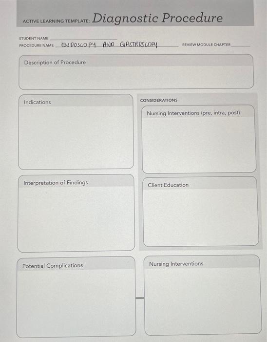 Solved ACTIVE LEARNING TEMPLATE: Diagnostic Procedure | Chegg.com