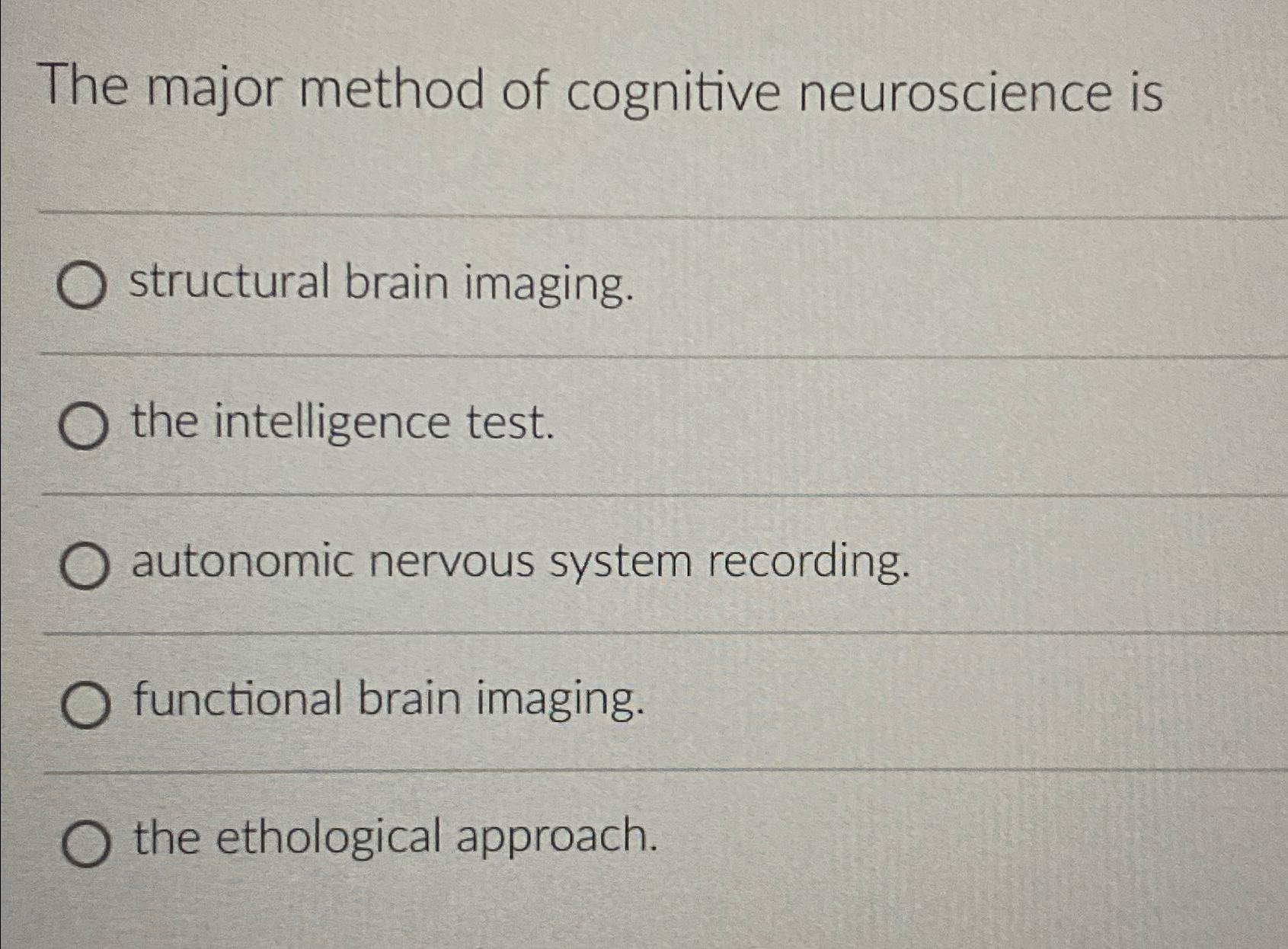 Solved The Major Method Of Cognitive Neuroscience