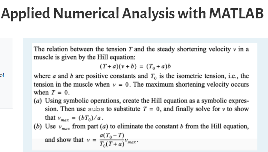 Solved Applied Numerical Analysis with MATLAB of The | Chegg.com