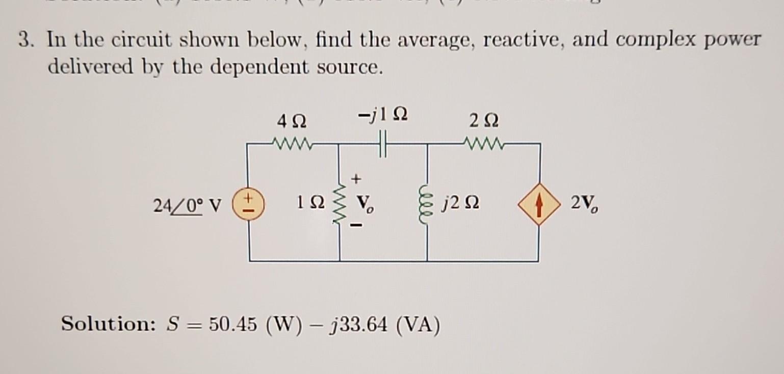Solved 3. In the circuit shown below, find the average, | Chegg.com