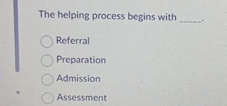 Solved The helping process begins | Chegg.com