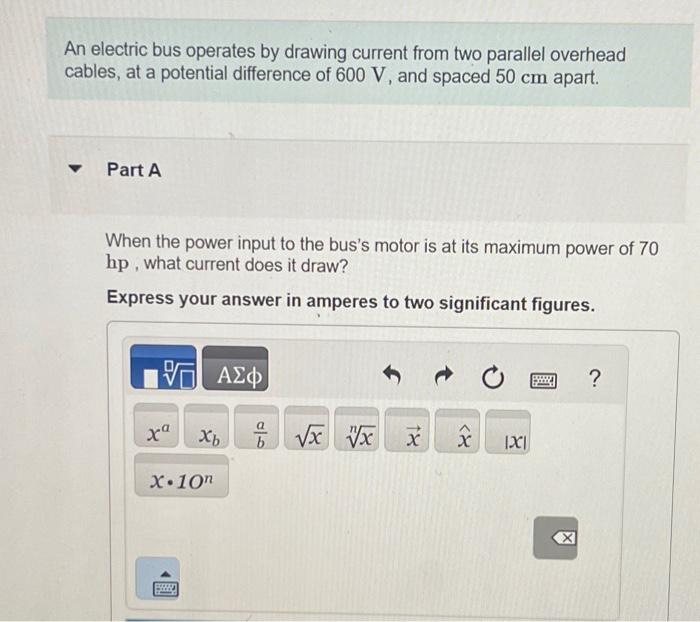 Solved An electric bus operates by drawing current from two | Chegg.com