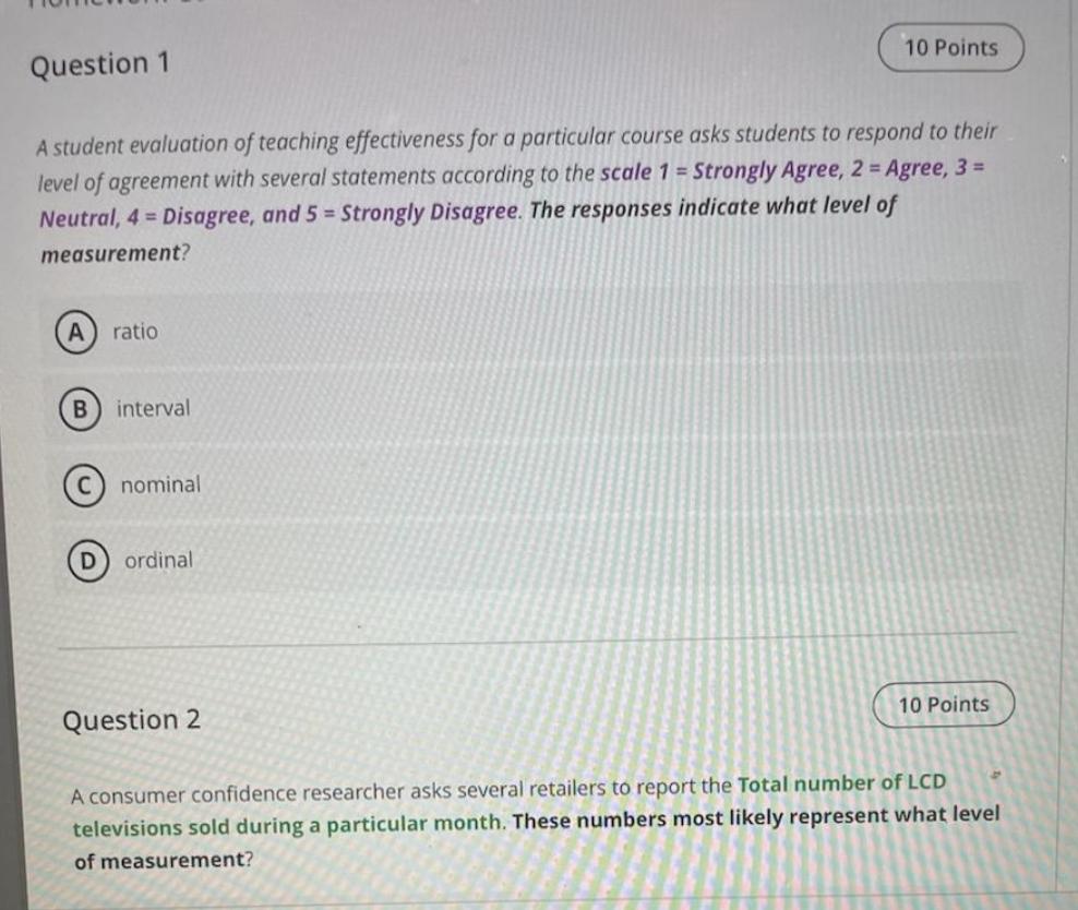 Solved Question 1A student evaluation of teaching | Chegg.com