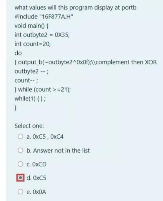 Solved what values will this program display at portb | Chegg.com