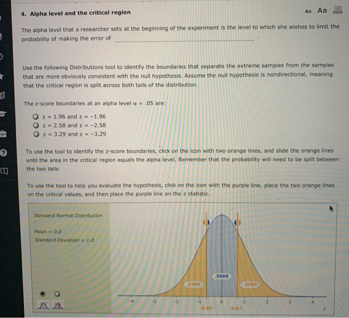 Solved: 4. Alpha Level And The Critical Region Aa Aa E The... | Chegg.com