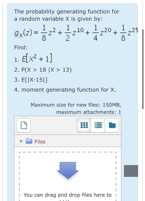 Solved The probability generating function for a random | Chegg.com