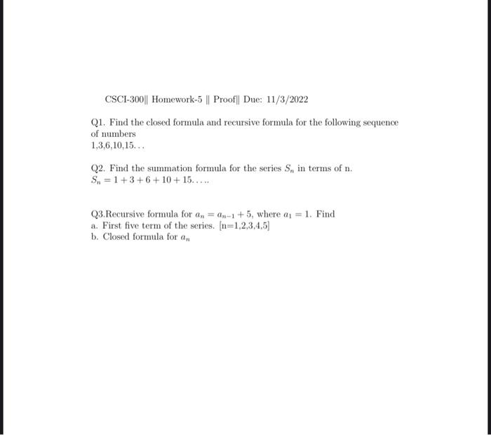 Solved CSCI-300|| Homework-5 || Proof\| Due: 11/3/2022 Q1. | Chegg.com