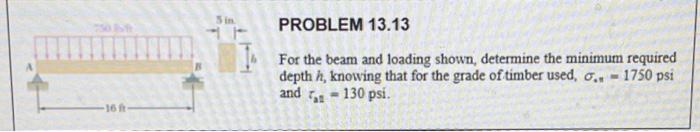 Solved For the beam and loading shown, determine the minimum | Chegg.com