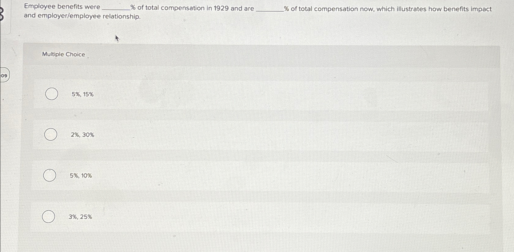 Solved Employee benefits were % ﻿of total compensation in | Chegg.com