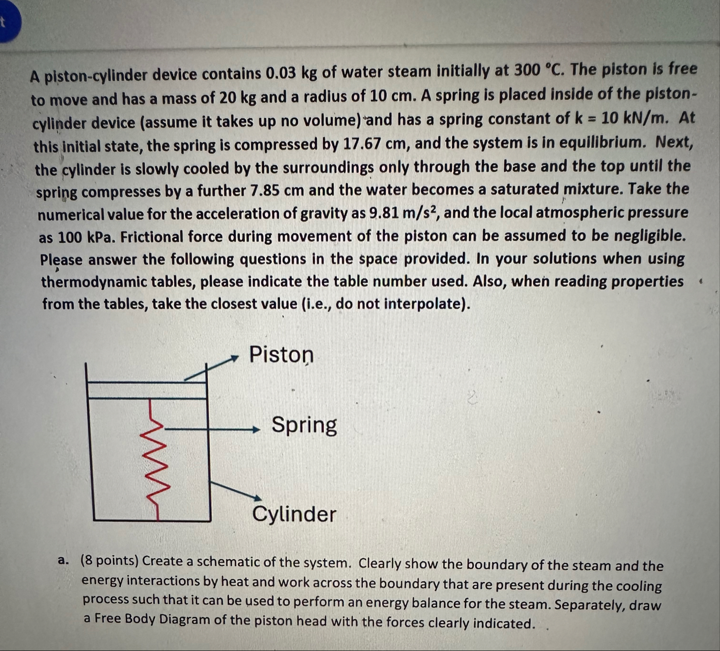 Solved A piston-cylinder device contains 0.03 ﻿kg of water | Chegg.com