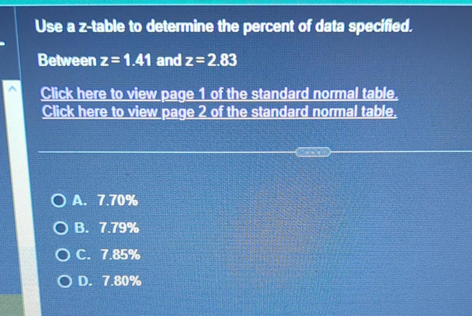 Solved Use A Z table To Determine The Percent Of Data Chegg
