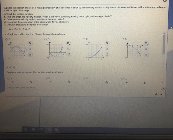 Solved Suppose the position of an object moving horizontally | Chegg.com