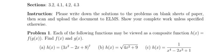 Solved Sections: \\( 3.2,4.1,4.2,4.3 \\) Instruction: Please | Chegg.com