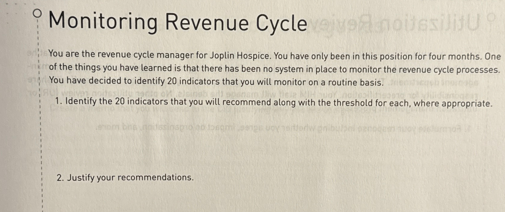 Solved Monitoring Revenue CycleYou are the revenue cycle | Chegg.com