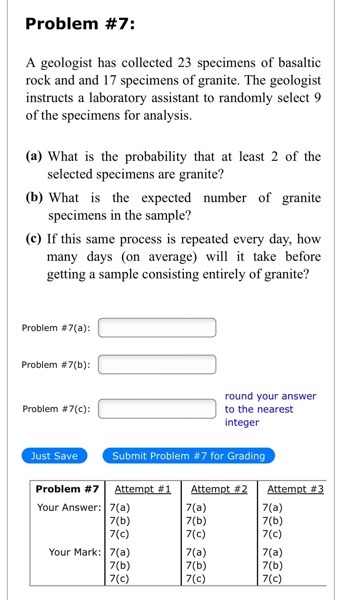 Solved Problem #7:A geologist has collected 23 ﻿specimens of | Chegg.com