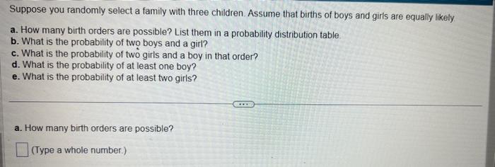 Solved Suppose you randomly select a family with three | Chegg.com