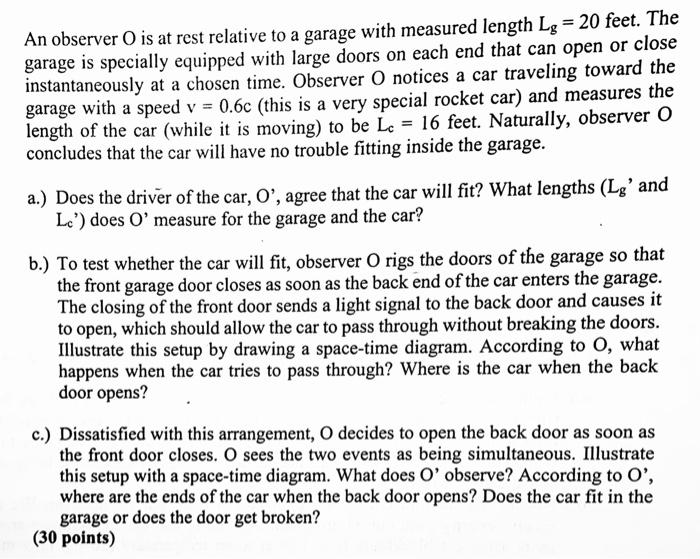 Solved Special Relativity HW Problem using Length | Chegg.com
