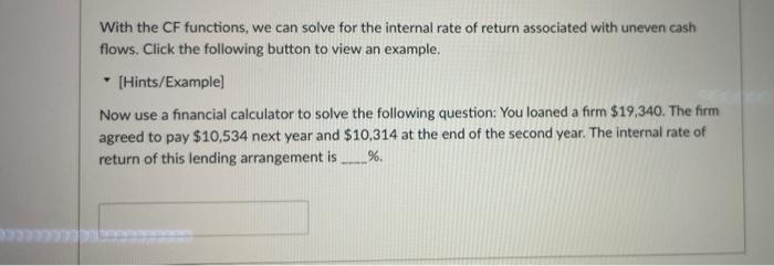 Solved With the CF functions, we can solve for the internal | Chegg.com