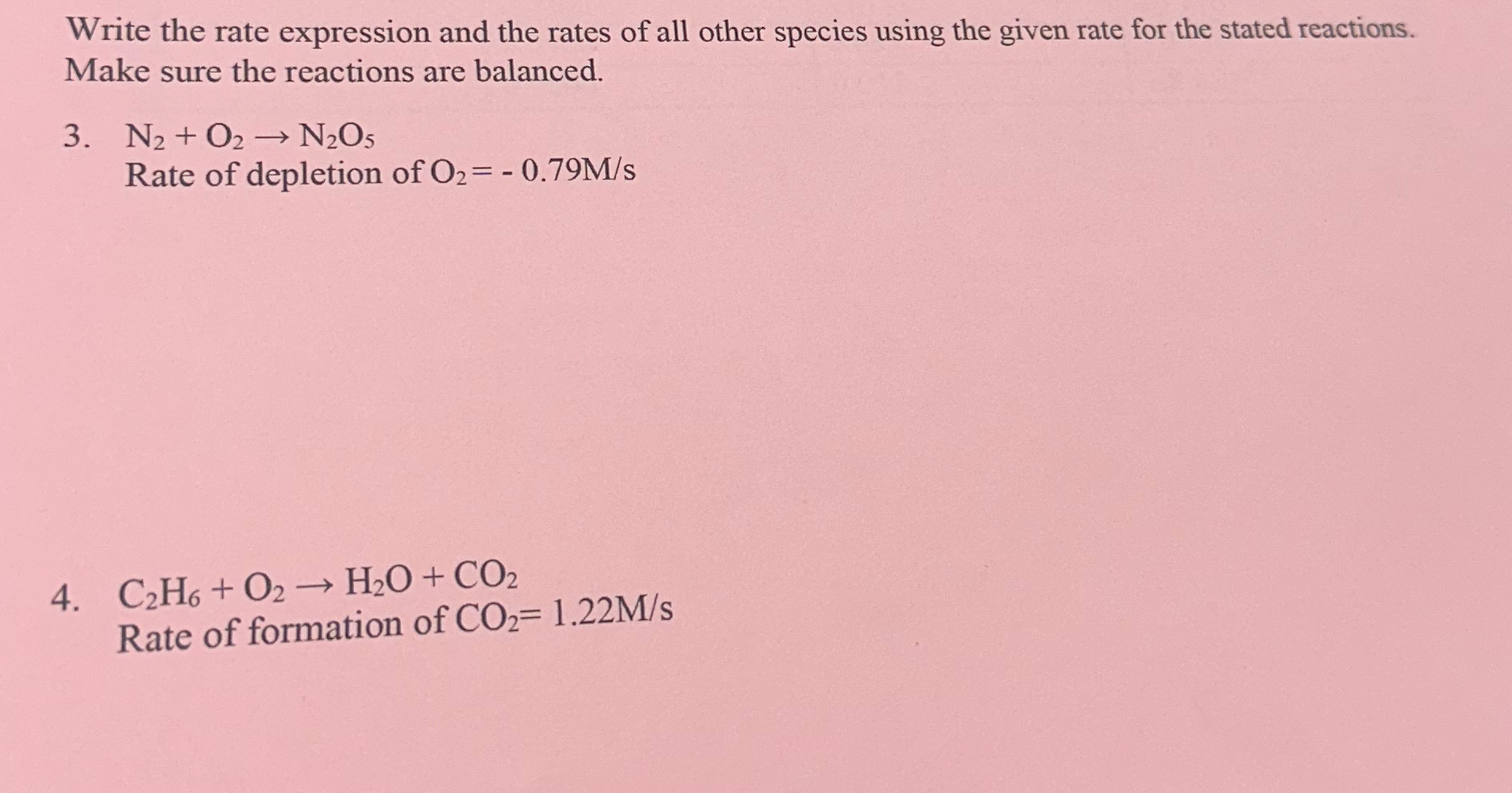 Solved Write the rate expression and the rates of all other | Chegg.com