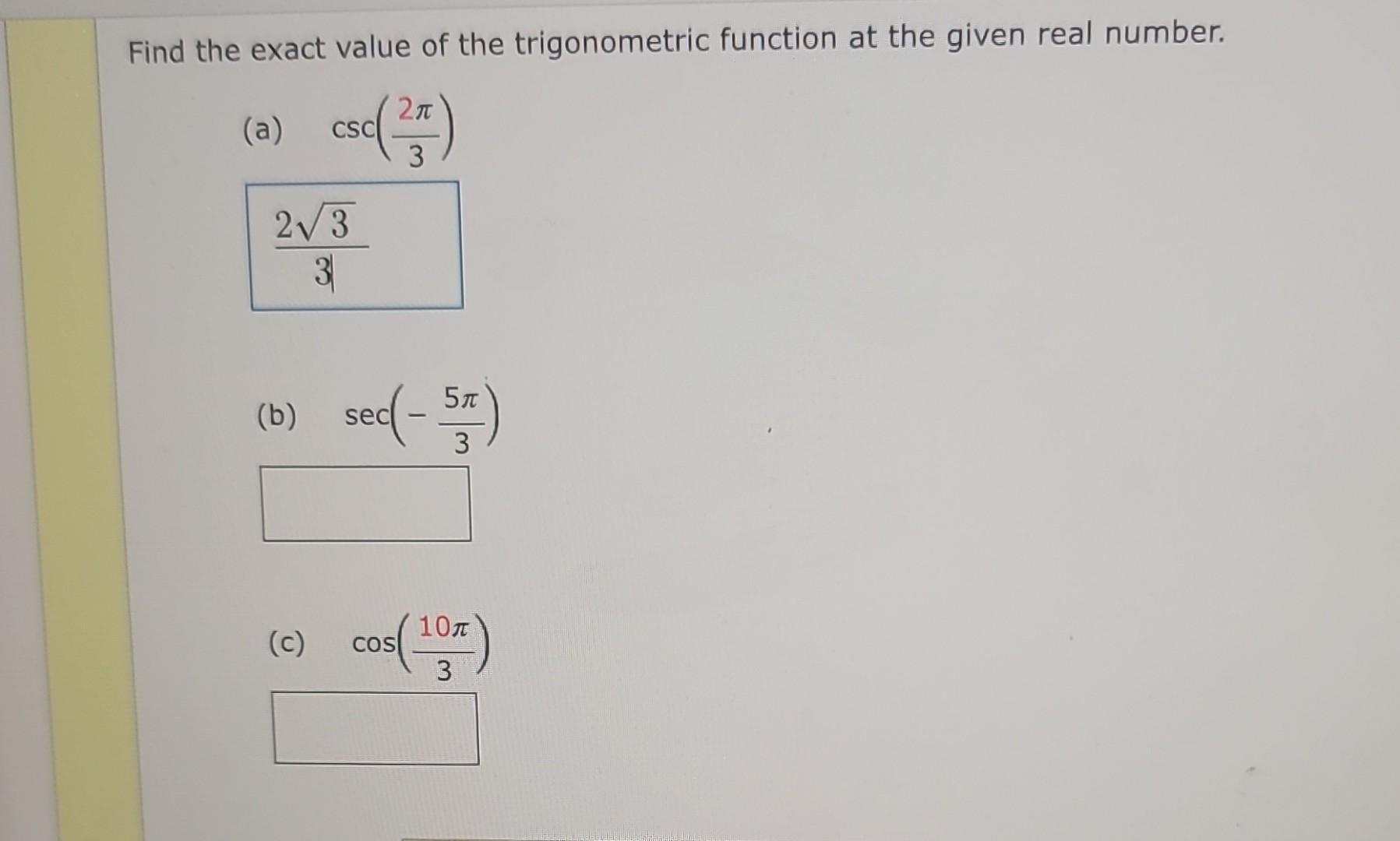 Solved Find the exact value of the trigonometric function at | Chegg.com