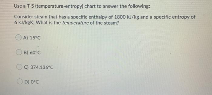 Solved Use a T-S (temperature-entropy) chart to answer the | Chegg.com