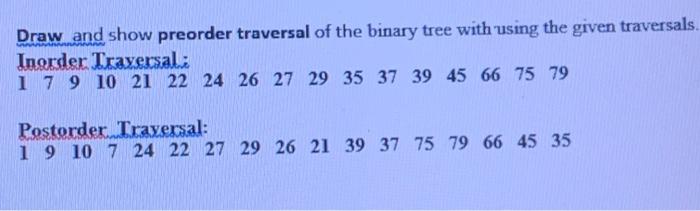 Solved Draw and show preorder traversal of the binary tree | Chegg.com