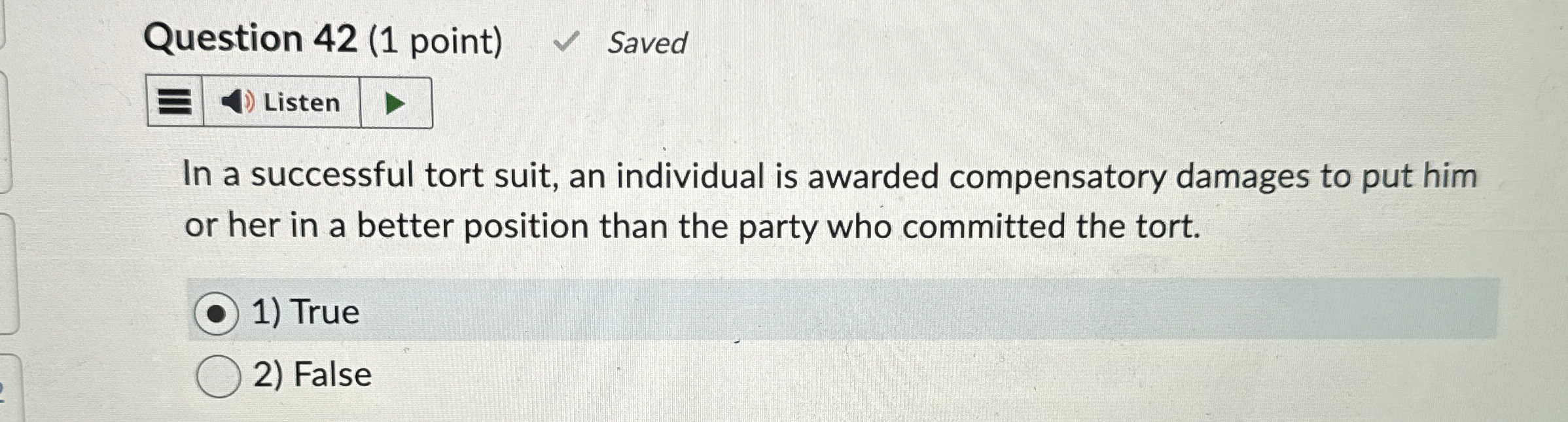 Solved Question 42 (1 ﻿point) ﻿SavedListenIn a successful | Chegg.com