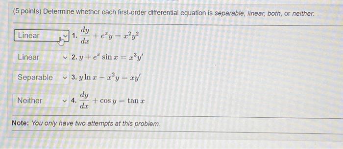 Solved 5 Points Determine Whether Each First Order