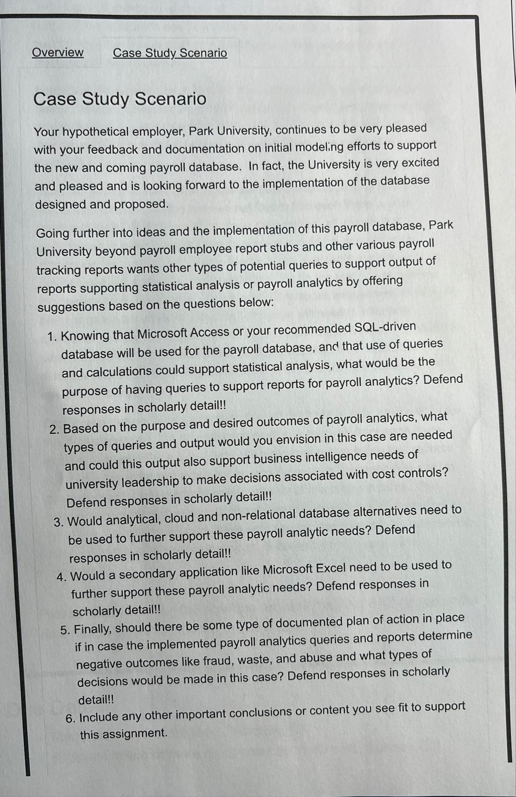 Solved Case Study ScenarioCase Study ScenarioYour | Chegg.com