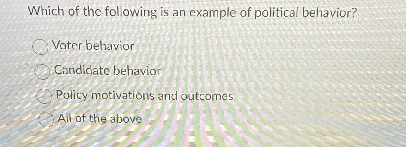 Solved Which of the following is an example of political | Chegg.com