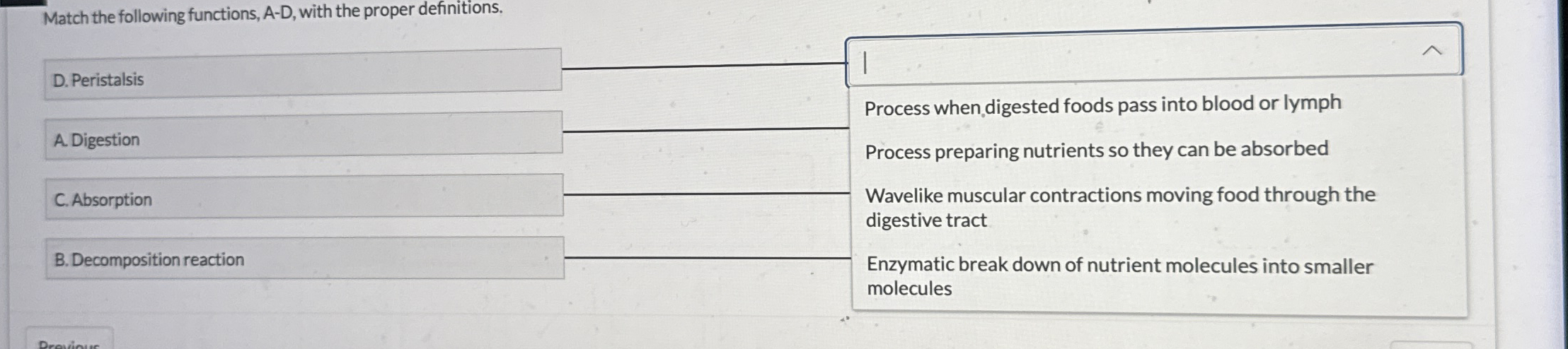 Solved Match the following functions, A-D, ﻿with the proper | Chegg.com