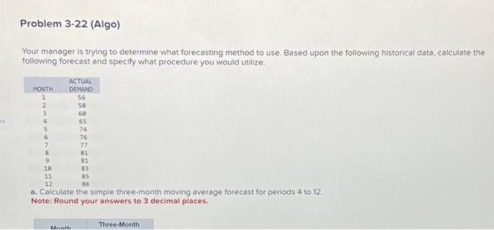 Solved Your manager is trying to determine what forecasting | Chegg.com