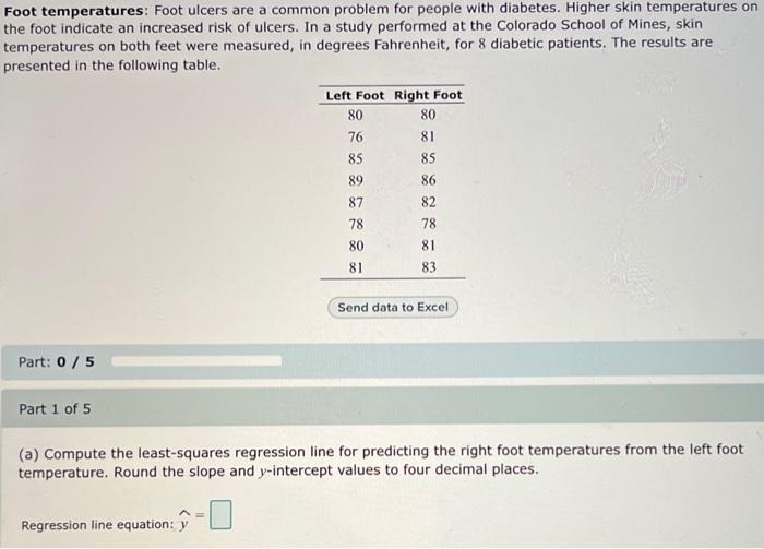 Solved Foot temperatures: Foot ulcers are a common problem | Chegg.com