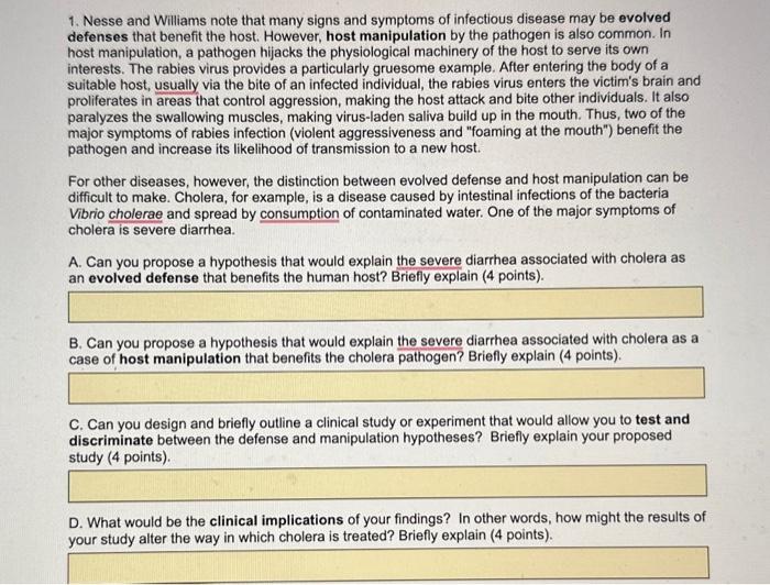 1. Nesse and Williams note that many signs and | Chegg.com