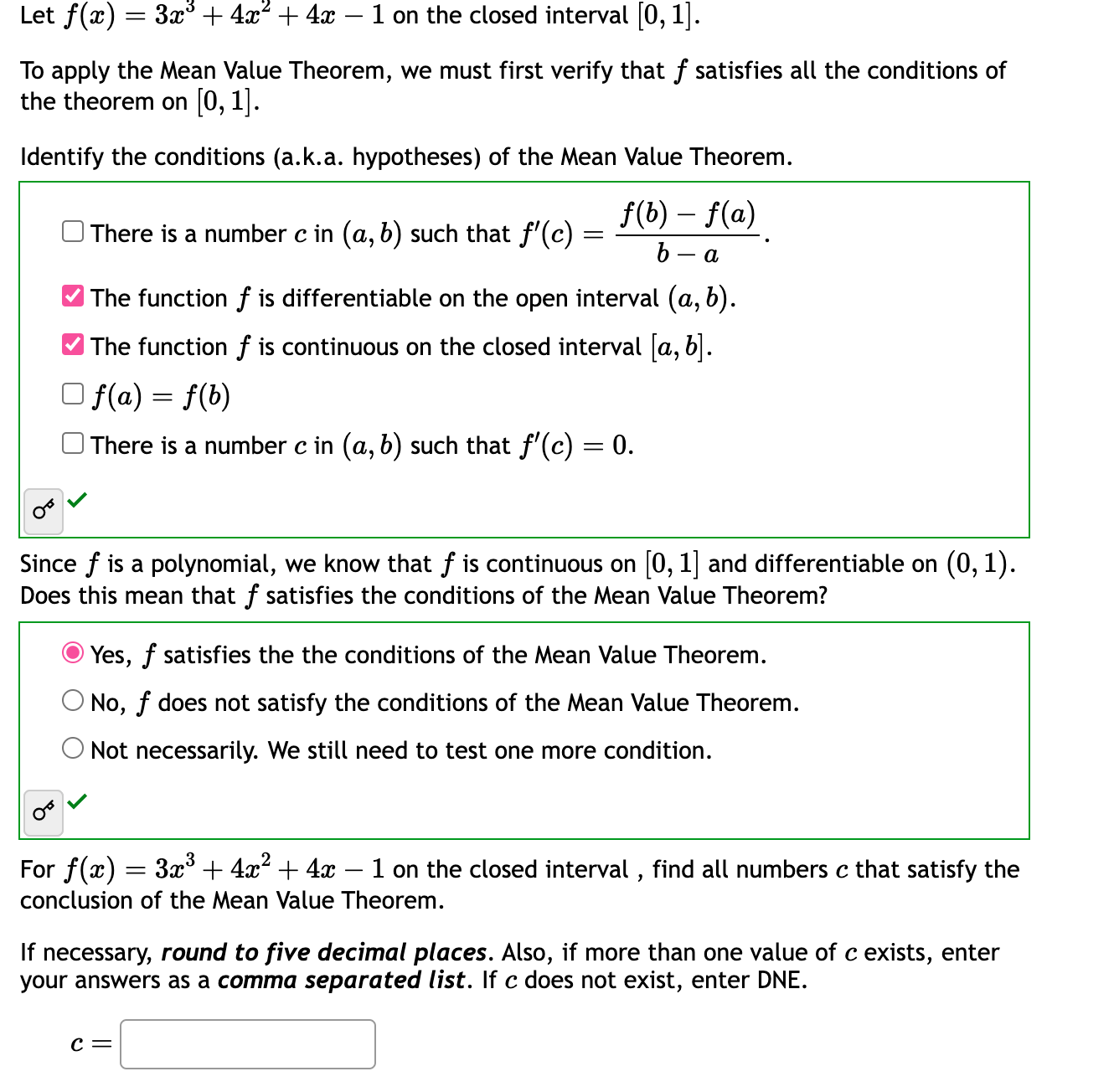 Solved Let f(x)=3x3+4x2+4x-1 ﻿on the closed interval 0,1.To | Chegg.com