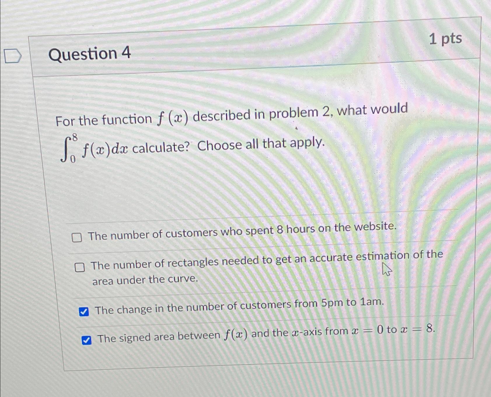 Solved Question 41 ﻿ptsFor the function f(x) ﻿described in | Chegg.com
