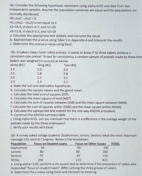 Solved Q4: Consider the following hypothesis statement using | Chegg.com