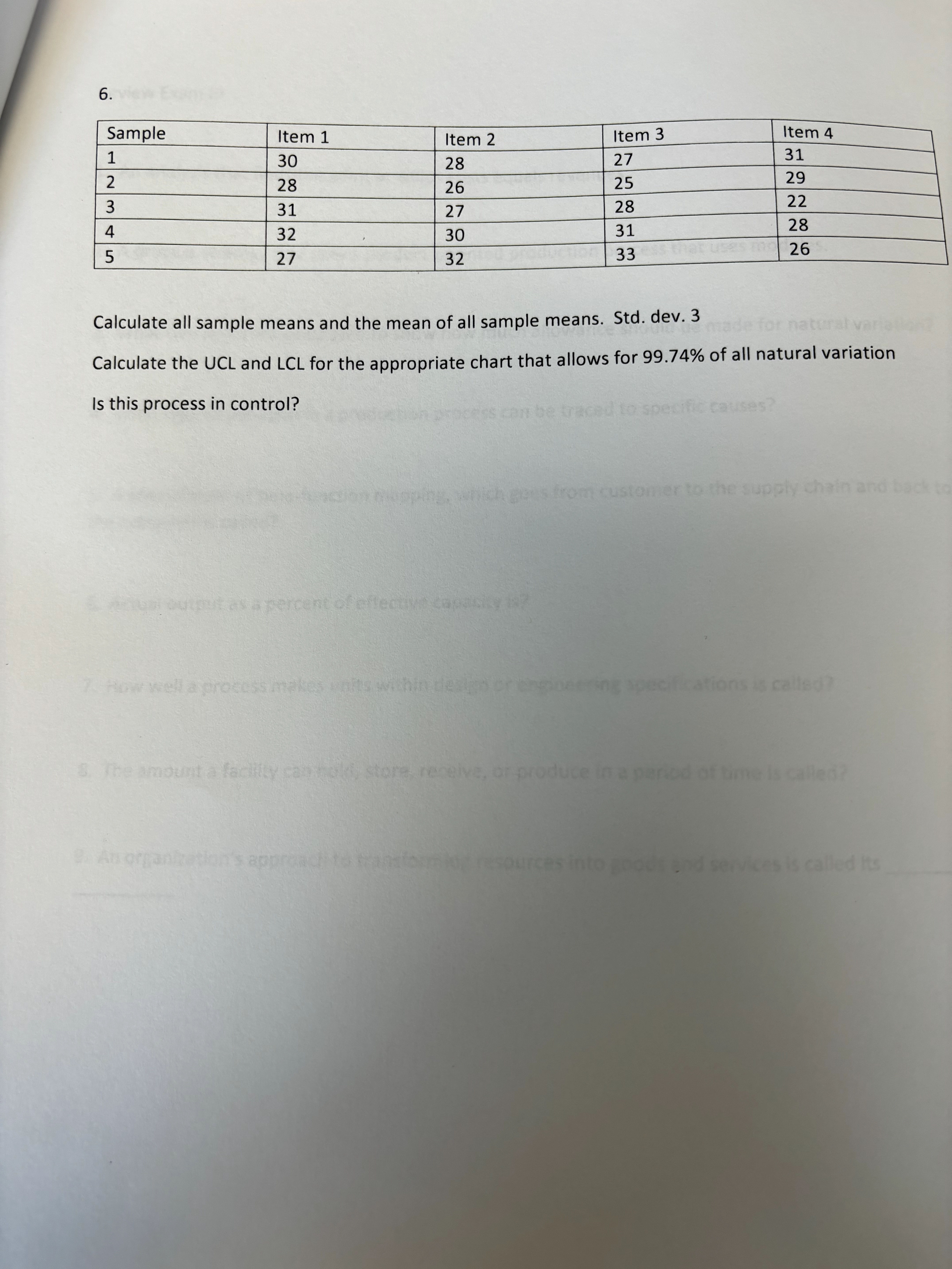 Solved \table[[Sample,Item 1,Item 2,Item 3,Item | Chegg.com