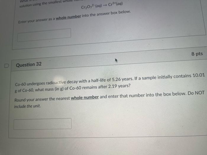 Solved solution using the smallest wh Cr2O2 (aq) - Cr(aa) | Chegg.com