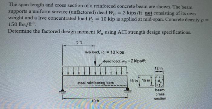 Solved The span length and cross section of a reinforced | Chegg.com