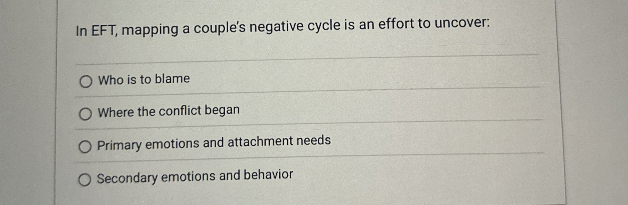 In EFT, mapping a couple's negative cycle is an | Chegg.com