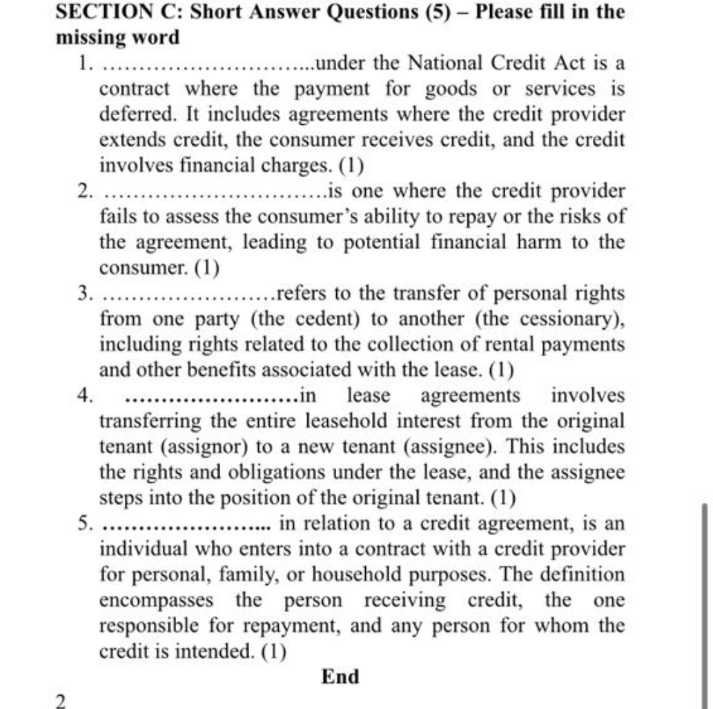 Solved SECTION C: Short Answer Questions (5) - ﻿Please fill | Chegg.com