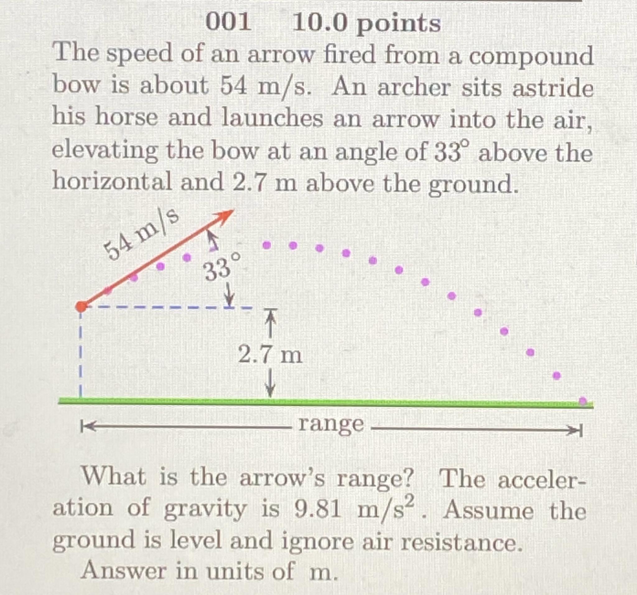 Solved The speed of an arrow fired from a compound bow is | Chegg.com