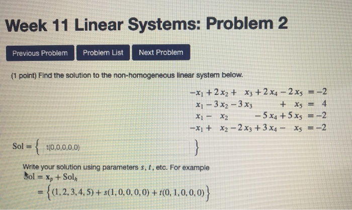 Solved Week 11 Linear Systems Problem 2 Previous Problem