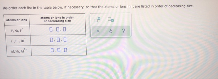 Solved Re-order each list in the table below, if necessary, | Chegg.com