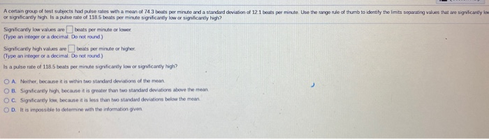 Solved of thumb to identify the limits separating values | Chegg.com